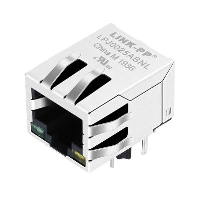 China Perfil bajo RJ-45 Jack de SC853-010CNL con 1000 la base - T G/Y magnéticos LED LPJ0025ABNL en venta