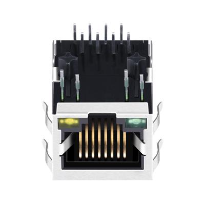 중국 J0035D21BNL 10/100 Base-T 탭 아래로 녹색/황색은 1x1 포트 마그네틱 Rj45 모듈러 잭을 지도했습니다 판매용