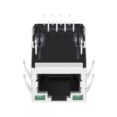 Китай Сеть Джек порта Rj45 SI-80025-F 10/100 BASE-T 1x1 нашивает вверх защищенный с зеленым/зеленым СИД продается