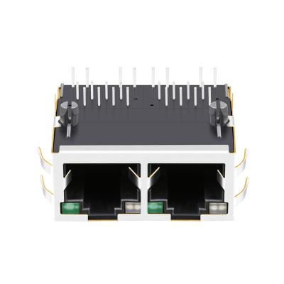 China 2250309-1 1X2 Port 10G Base-T Rj45 Jack Connector Tab Up Green Yellow / Green Leds for sale