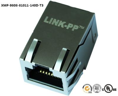 China 10 / 100 MAG Side Entry POE RJ45 Connector Cross XMP-9808-81011-140D-T3 for sale