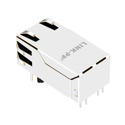 China 0826-1x1t-kl-F 4PPoE 100W kiest Haven 5G basis-T Magnetische RJ45 Jack Tab Up With Leds uit Te koop