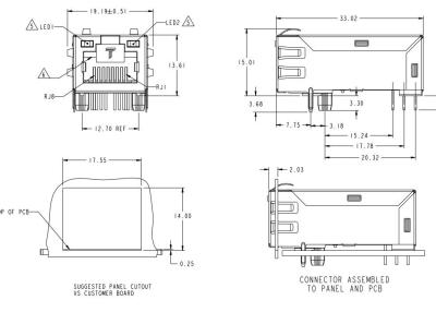 China 1-1840728-3 Gigabit RJ45 Magjack 1X1 através de Hole Tab Up com GO/Y LED à venda