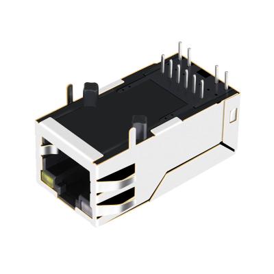 中国 OG/Yの上の0875-1X1T-P2 6 Pin Rj45 Magjackの単一の左舷10/100BASE-Tタブは導いた 販売のため