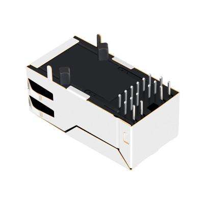 中国 1840728-5 YG/Gの上の1X1港1000BASE-T 1G41 RJ45 Magjack 12PINタブは導いた 販売のため