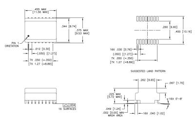 중국 ST7032FNLT 10 베이스-티 단일 포트 16 핀 SMD 이더넷 트랜스 NON-POE 판매용