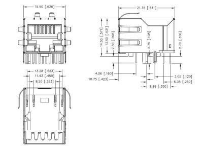 China JXD0-9006NLT enige Havenrj45 Magnetische Schakelaar Tab Down 100base-t 8 Geleid PIN With G/Y Te koop