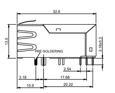 China 56F-1803DGDZ2NL 1A kiest Haven2.5g basis-t POE+ RJ45 Magnetische Schakelaar uit Te koop