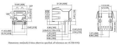 China A base-T Tab Down G/Y de ARJM11A1-805-AB-EW2 2.5G conduziu 1 RJ45 portuário Jack Module à venda