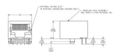 Cina 432026101 PWB Jack Right Angle Tab Down modulare del porto di 6p6c 1X1 NESSUN LED in vendita