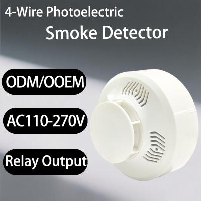 China Industrial Smoke Detector 220V 4-Wire Relay Contact for Factories/Warehouses Fast Alarm Response for sale