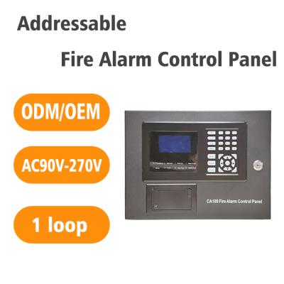 China 1 Loop Addressable Fire Alarm Control Panel 254 Devices CAN Bus AC220V LED Display Intelligent System Black Metal for sale