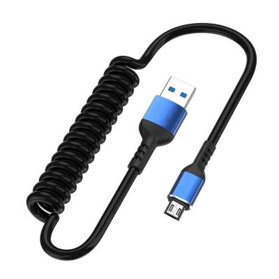 China Retractable cell phone cable 1.5m spring mobile phone USB data sync charging cable for sale