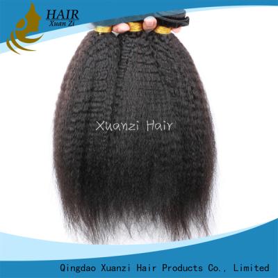 China 7A 100% Real Human Indian Virgin Remy Hair , Kinky Straight Weft Hair Extensions for sale