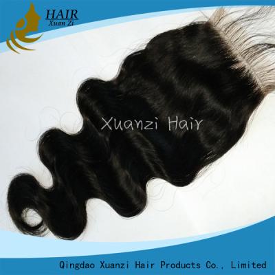 China 7A No Tangle Hair Weave Closures Pieces , Natural Black Brazilian Body Wave Hair for sale