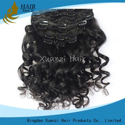 China Peruvian  Malaysian Clip In Virgin Hair Extensions Body Wave No Tangling for sale