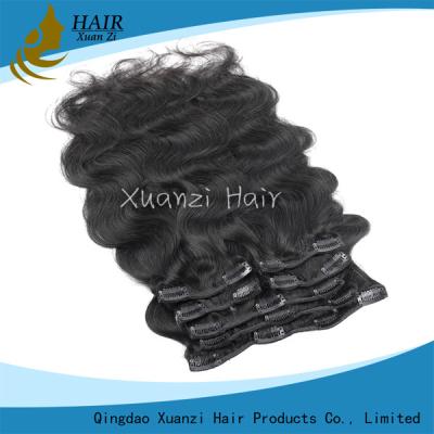 China Permanent Thick Clip In Virgin Hair Extensions 100% Virgin Hair No Damage for sale