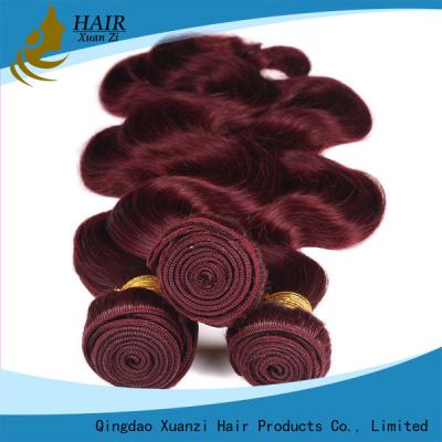 China Red Colored Body Wave 100% Virgin Human Hair Extensions 8 Inch - 32 Inch for sale