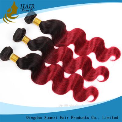 China 7A 16 Inch Body Wave 1B 99J Colored Virgin Hair Extensions No Damage for sale