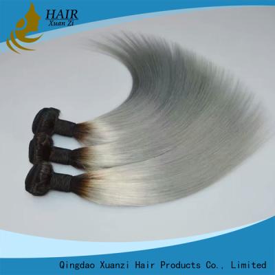 China 12 Inch Gray Colored Virgin Hair Weft Extensions Straight Long Lasting No Shedding for sale