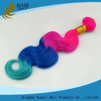 China Three Colored Ladys Human Hair Extensions 100% Virgin Human Wave Hair for sale