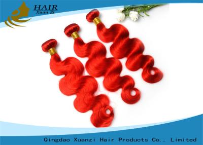 China Body Wave Ombre Human Hair Extensions Red Color No Tangle Length 12 - 30 Inch for sale