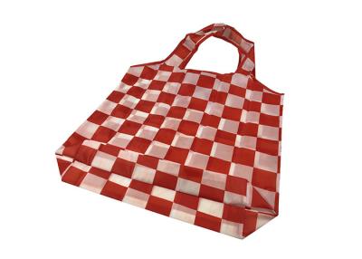 Cina Red - White Square Fold Up 190t poliestere tasca pieghevole riutilizzabile sacchetto pieghevole in vendita