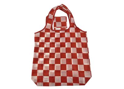 Cina Red - White Square Fold Up 190t poliestere tasca pieghevole riutilizzabile sacchetto pieghevole in vendita
