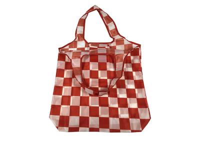 Cina Red - White Square Fold Up 190t poliestere tasca pieghevole riutilizzabile sacchetto pieghevole in vendita
