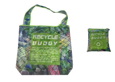 Cina Borsa pieghevole eco-riciclata personalizzata colore verde con maniglie lunghe singole in vendita