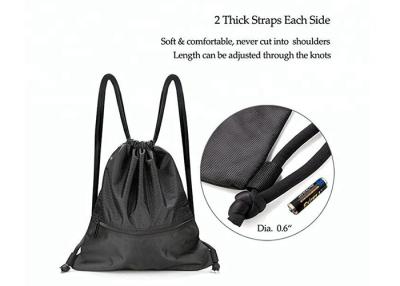 China Mochila de malha de nylon de cordas de arrastão personalizada Saco cinch preto de poliéster à venda