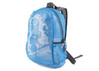 China Collapsible Light Blue Mesh Backpack Polyester Rucksack For Hiking for sale