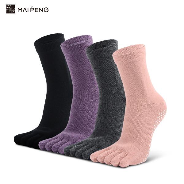 Quality Custom Soft Cotton Non Slip Yoga Socks For Women Five Toe Grip Yoga Socks for sale
