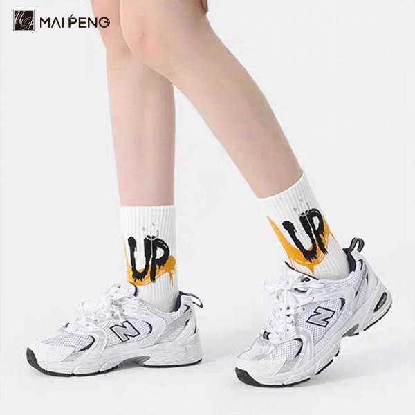 Anti Bacterial Ribbed Cotton Crew Socks Fashion Jacquard Youth Sports Socks