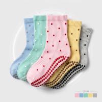 Quality Custom Polka Dot Soft Cotton Non Slip Pilates Socks for sale