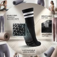 Quality Classic Stripe Crew Yoga Socks Non Slip Silicone Gripped Pilates Workout Socks for sale