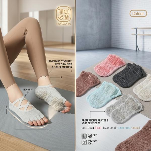 Quality Non Slip Toe Cover Liner Socks Toeless Forefoot Five Toe Separator Yoga Pilates Ballet Grip for sale