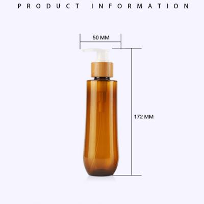 Cina Bottiglia d'imballaggio cosmetica di bambù Amber Shampoo Bottle di plastica 5.7oz 170ml della lozione in vendita