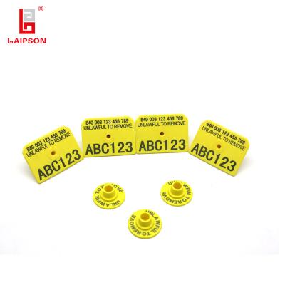 China Uso rectangular de los cerdos del cerdo del cerdo de las etiquetas de oído del ganado 52m m 38m m con la marca del laser en venta