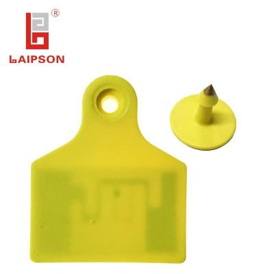China Etiqueta de oído electrónica de la frecuencia ultraelevada de Laipson, color amarillo 50mm*32m m de las etiquetas de identificación del ganado en venta