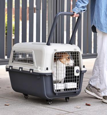 China Safe Double Door Design Cat Dog Carrying Travel Case with Wheels and Super Large Space for sale