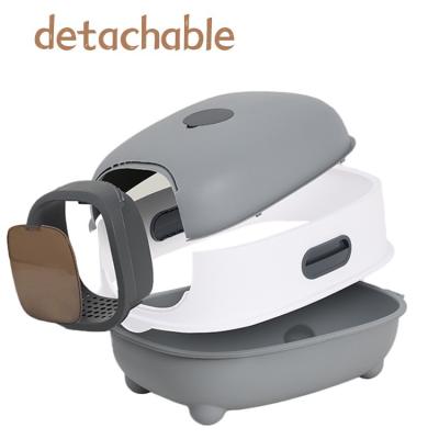 China ODM Designs Enclosed Cat Box with Sided Pan and Top Sifting Lid Easy Clean for sale