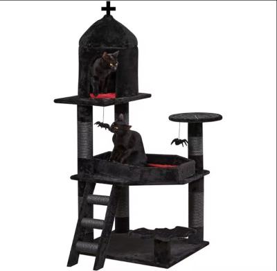 Multi-Level Cat Activities Furniture Luxury Siasl Cat Tree with Spider Hanging Ball