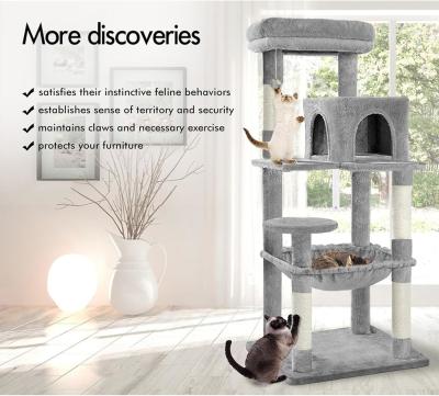 China ODM Designs Gray Multi-Level Cat Tree with Condo Hammock and Scratching Post ' Choice for sale