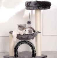 China Natural Sisal Cat Tree Scratching Post Multi-Level Platform Tower for Large Cats 150cm for sale