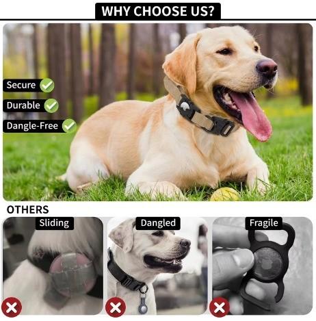 Quality Reflective Nylon Dog Collar Adjustable GPS Training Collar with Airtag Holder for sale