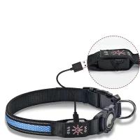 China Custom LED Dog Collar with Tracker Case Waterproof USB Rechargeable 3 Sizes 20-60cm for sale