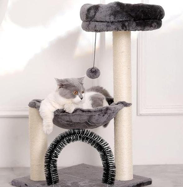 Quality Plush Cat Tower Cat Tree Scratching Toy Activity Centre Grey Cats' Playtime for sale