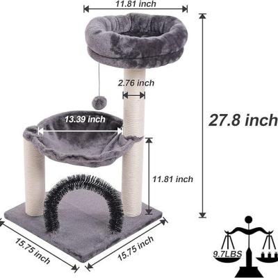 China Plush Cat Tower Cat Tree Scratching Toy Activity Centre Grey Cats' Playtime Essential for sale