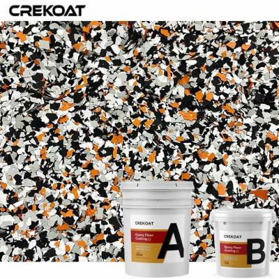 China High Gloss Flake System Epoxy Floor Coating Texture Variety Creates A Shiny Surface à venda